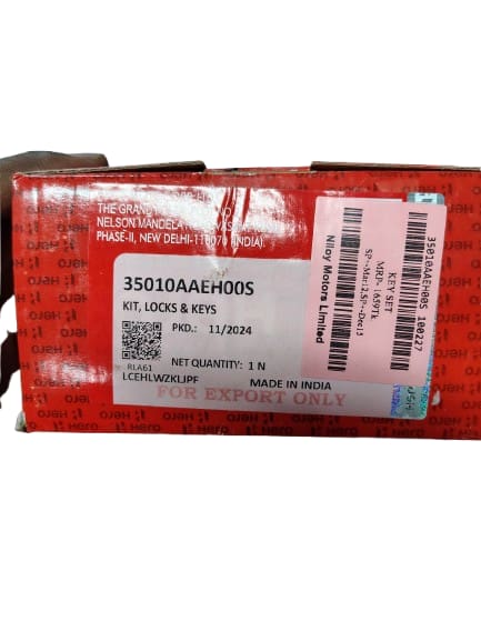 Original Key Set for Hero Splendor+12 & 15models. - Malpati